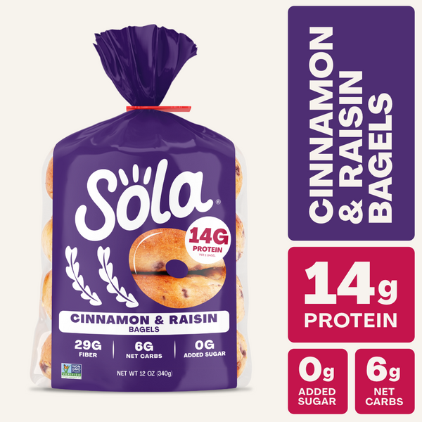Sola Cinnamon & Raisin Low Carb Bagels – The Sola Company